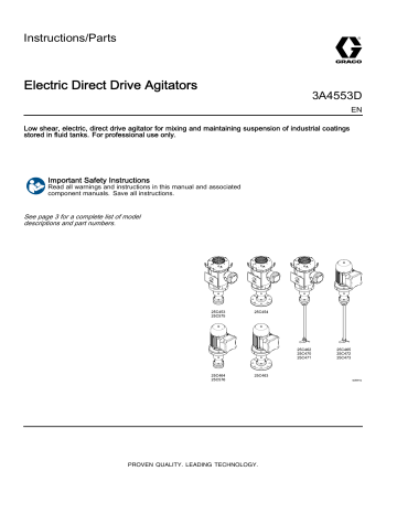 Graco 3A4553D Electric Direct Drive Agitators Instructions | Manualzz