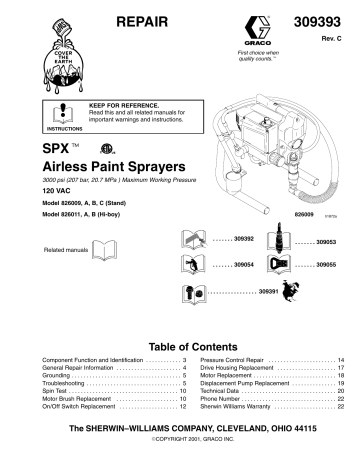 Graco 309393C Sherwin Williams Airless Paint Sprayers, SPX Owner's ...