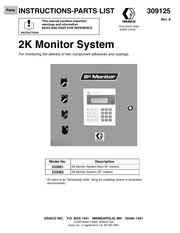 Graco 309125A 2K Monitor System Owner's Manual | Manualzz