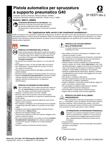 Graco 311937Ic - G40 Air Assisted Spray Gun Istruzioni per l'uso | Manualzz