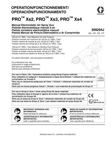 Graco 309294J - PRO Xs2, PRO Xs3, PRO Xs4 Mode d'emploi | Manualzz