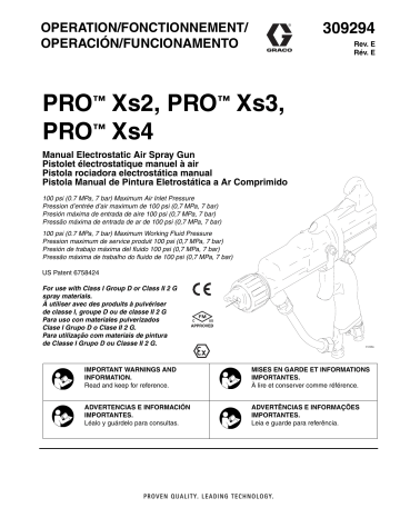 Graco 309294E - PRO Xs2, PRO Xs3, PRO Xs4 Mode d'emploi | Manualzz