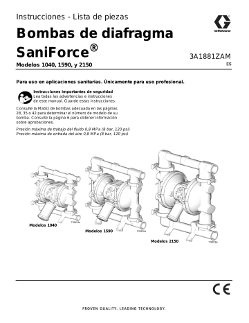 Graco 3A1881ZAM, Bombas de diafragma SaniForce El manual del ...