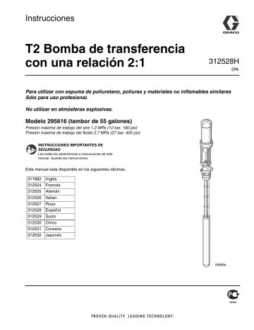 Graco 312528H - T2 2:1 Ratio Transfer Pump El manual del propietario ...