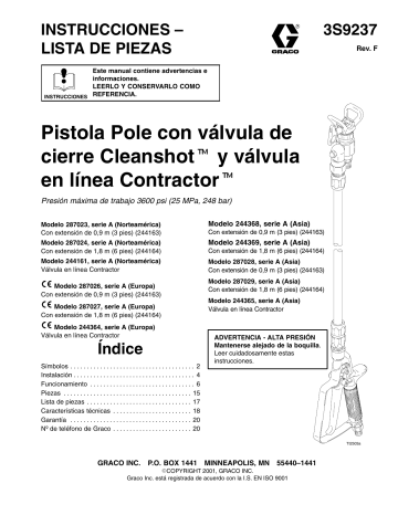 Graco 3S9237F Pole Gun Instrucciones de operación | Manualzz