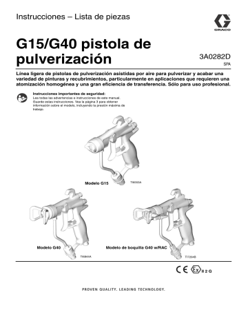 Graco 3A0282D, G15/G40 Spray Gun Instrucciones de operación | Manualzz
