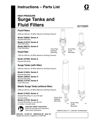 Graco 307296R - Surge Tanks and Fluid Filters Instructions | Manualzz