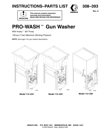 Graco 308393A PRO-WASH Gun Washer Owner's Manual | Manualzz