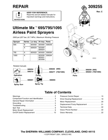 Graco 309255C SWP, Ultimate Mx 695/795/1095 Airless Paint Sprayer Owner ...