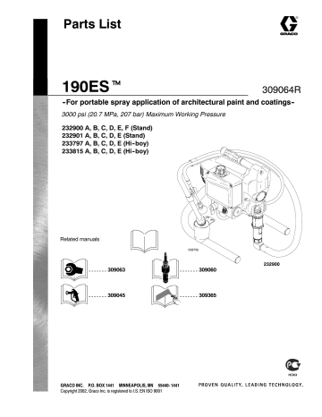 Graco 309064R 190ES, Parts List Owner's manual | Manualzz