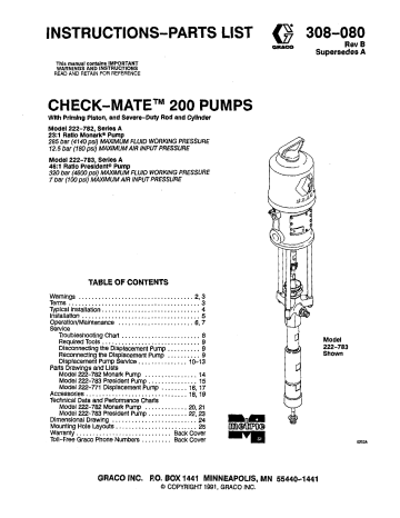 Graco 308080B CHECK-MATE 200 PUMPS Owner's Manual | Manualzz