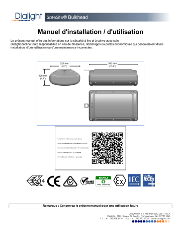 Dialight SafeSite LED Bulkhead Installation manual | Manualzz