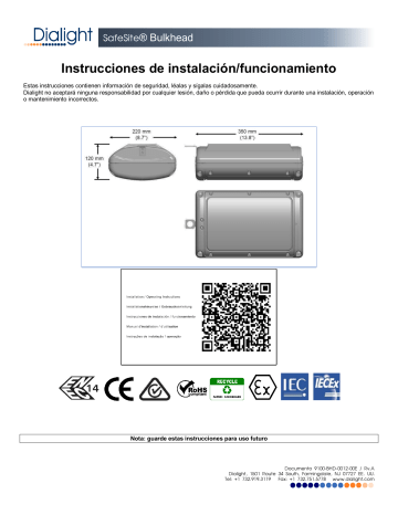 Dialight SafeSite LED Bulkhead Installation manual | Manualzz