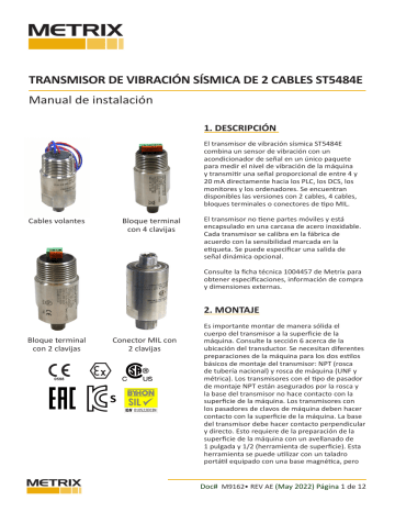 Metrix ST5484E Velocity Transmitter Manual de usuario | Manualzz