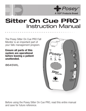 Posey 8645WL Sitter On Cue Pro Alarm Instructions for use | Manualzz