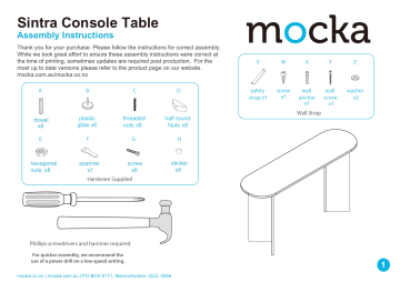 Mocka Sintra Console Table Assembly Instructions | Manualzz
