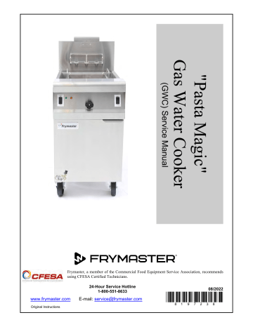 Frymaster Pasta Magic Gas Water Cooker Service Manual | Manualzz