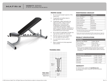 Matrix G1-FW153 Adjustable Incline Bench Owner's Guide | Manualzz