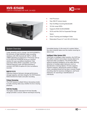 IC Realtime NVR-8256DR 256 Channel 4U NVR Datasheet | Manualzz