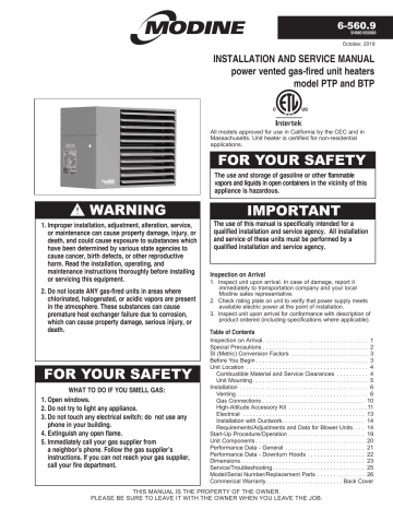 Modine PTP150 PTP 150,000 BTU Natural Gas Low Profile Stainless Steel ...