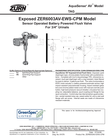 Zurn P6000-H27 Spud Rubber Gasket for Flush Valves Installation Guide ...