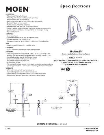 Moen 87205SRS Birchfield Single-Handle Pull-Down Sprayer Kitchen Faucet ...