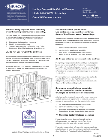 Graco 04521-70F Hadley 4-in-1 Convertible Crib Instructions | Manualzz