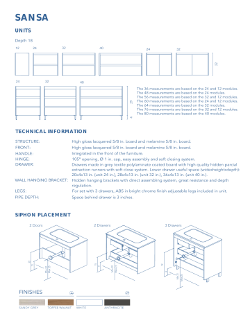 ROYO 127865-123341 Sansa 24 in. W x 18 in. D x 34 in. H Specification ...
