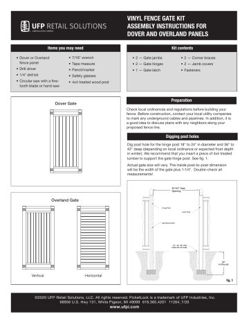 Veranda 144205 White Vinyl Fence Gate Kit Assembly Instructions | Manualzz