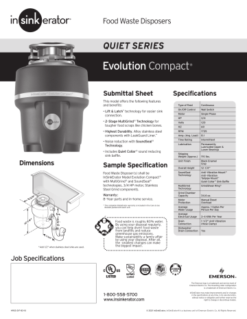 InSinkErator Evo Compact w/Cord w/STP-DS Evolution Compact Lift & Latch ...