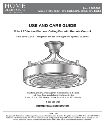 Home Decorators Collection SFL-550L1 Windara 22 in. LED Indoor/Covered ...