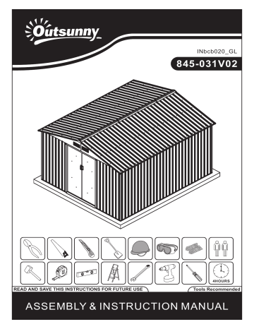 Outsunny 845-031V02 10.6 ft. x 9.1 ft. x 6.3 ft. Grey Metal Garden Shed ...