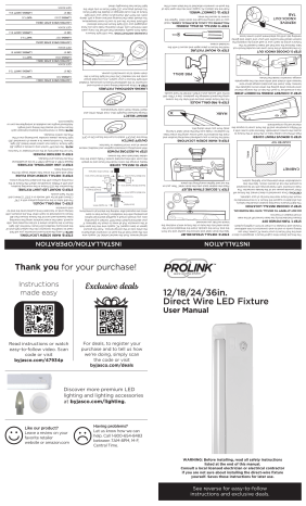 PROLINK 66794 Direct Wire 36 in. LED White Under Cabinet Light (4-Pack) Installation Guide ...