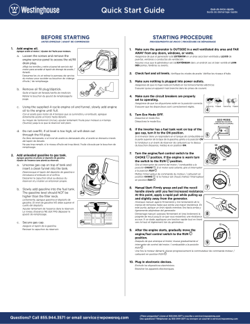 Westinghouse iGen2500c 2,500-Watt/2,200-Watt Super Quiet Gas Powered Inverter Generator ...