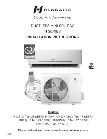Hessaire H12HP2A DIY 12,000 BTU 1-Ton Ductless Mini Split Air ...