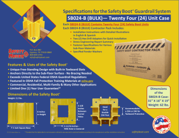 Safety Boot SB001 Yellow OSHA Compliant Guardrail Base Specification ...
