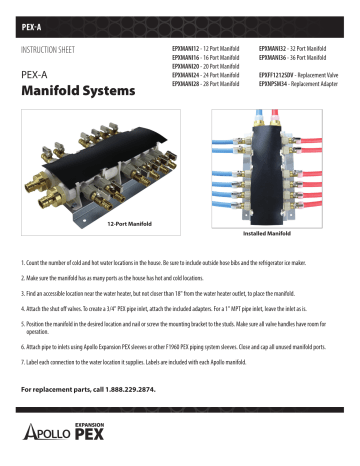 Apollo EPXMANI24 24-Port PEX-A Manifold Instructions | Manualzz