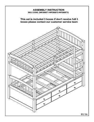Jushua LT000071LWYAAP Espresso Twin Bunk Bed Instructions | Manualzz