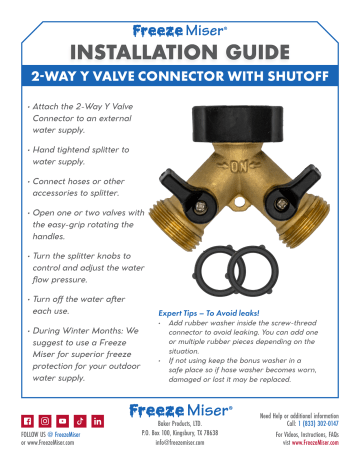 FREEZE MISER 2482 Heavy Duty Brass 2 Way Y-Valve 3/4 in. Garden Hose ...