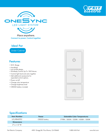 Feit Electric UCL/REMOTE2/12 White Onesync Under Cabinet Wireless ...