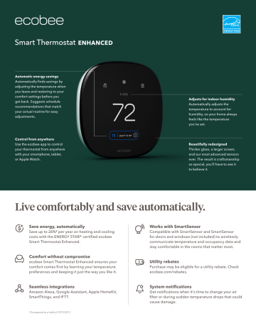 ecobee EB-STATE6L-01 Smart Thermostat Enhanced 7-Day Programmable ...