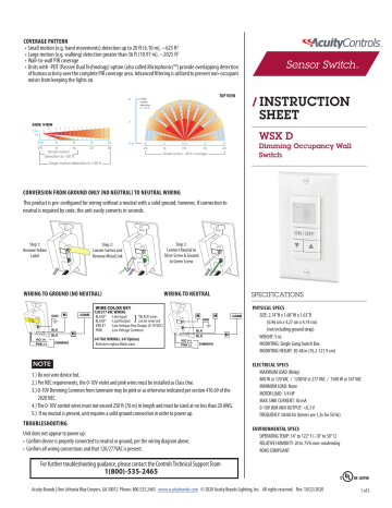 Lithonia Lighting WSX D WH Single Pole PIR Wall Switch Occupancy Sensor ...