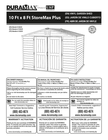 DuraMax 30225 Storemax 10 ft. x 8 ft. Gray Vinyl Storage Shed Guide d ...