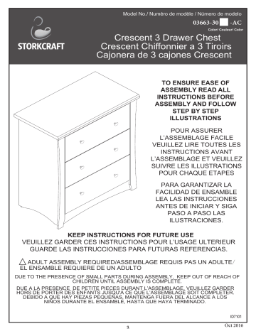 Storkcraft 03663-30F Crescent 3-Drawer Pebble Gray Chest (33.4 in. H x ...
