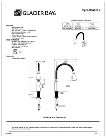 Glacier Bay HD67799-1008D2 Bodell Single-Handle Pulldown Laundry Faucet ...