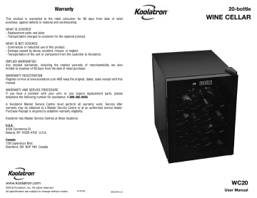 Koolatron WC20 Koolatron 20 Bottle Wine Cooler, Black 1.7 cu. ft. (48L ...