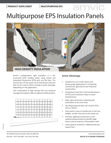 Amvic AMDKIT001 Envirosheet H.D Insulation User guide | Manualzz