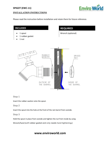 Enviro World EWC-11 Rain Barrel Spigot Installation Guide | Manualzz