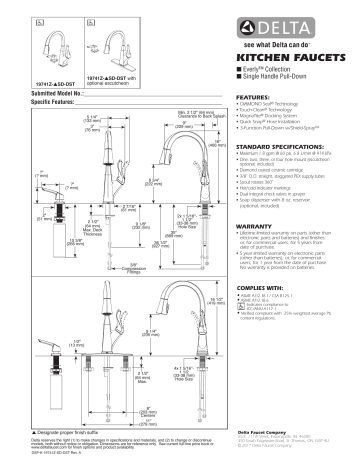 Delta 19741Z-SPSD-DST Everly Single-Handle Pull-Down Sprayer Kitchen ...