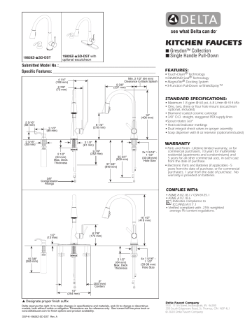 Delta 19826Z-SPSD-DST Greydon Single-Handle Pull-Down Sprayer Kitchen ...